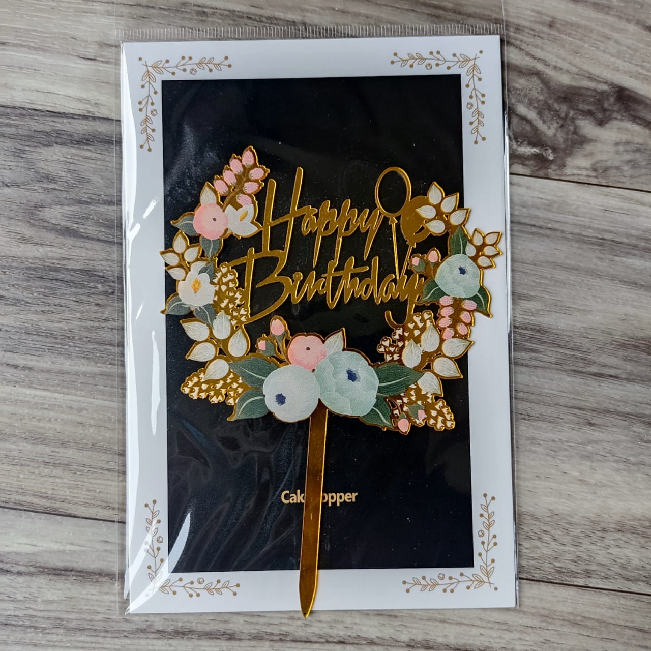 Flower Topper - Happy Birthday TP1 (10 x 16 cm) - Sonkas Baking Materials