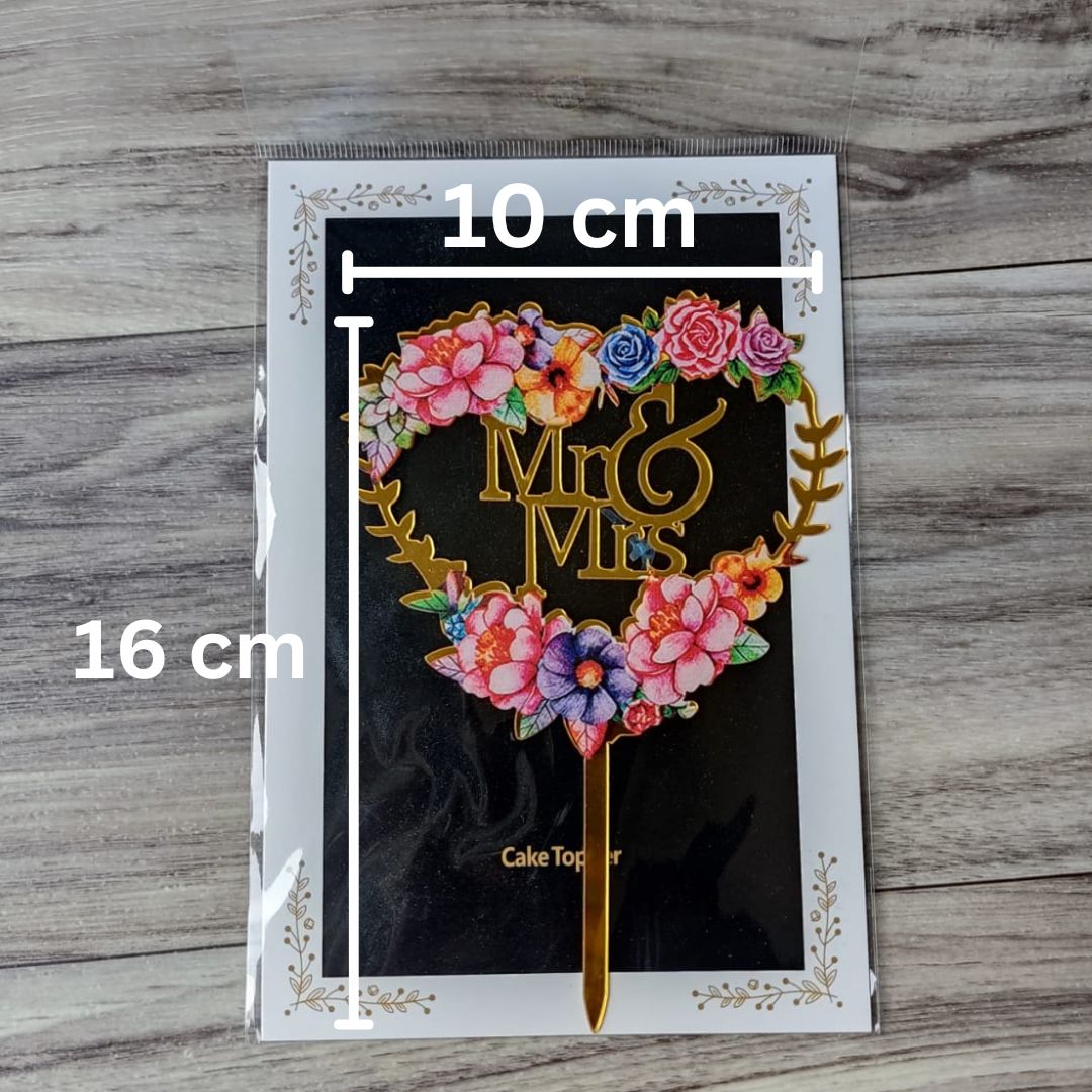 Flower Topper - Mr & Mrs - Sonkas Baking Materials